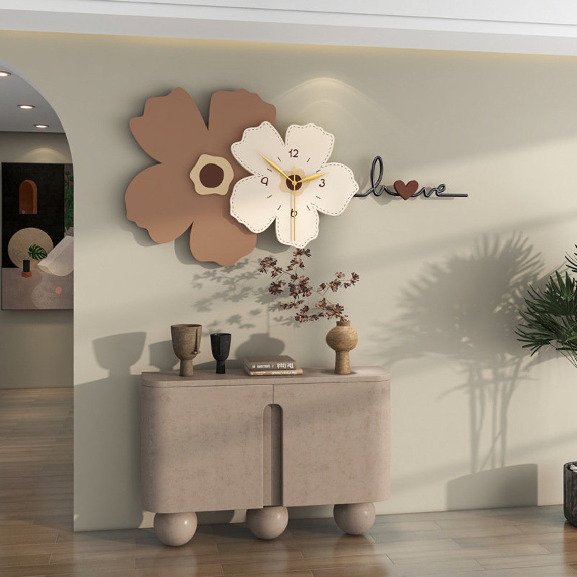 Elegant Floral Wall Clock - Romantic Floral Art Design | Ideal Gift for ...