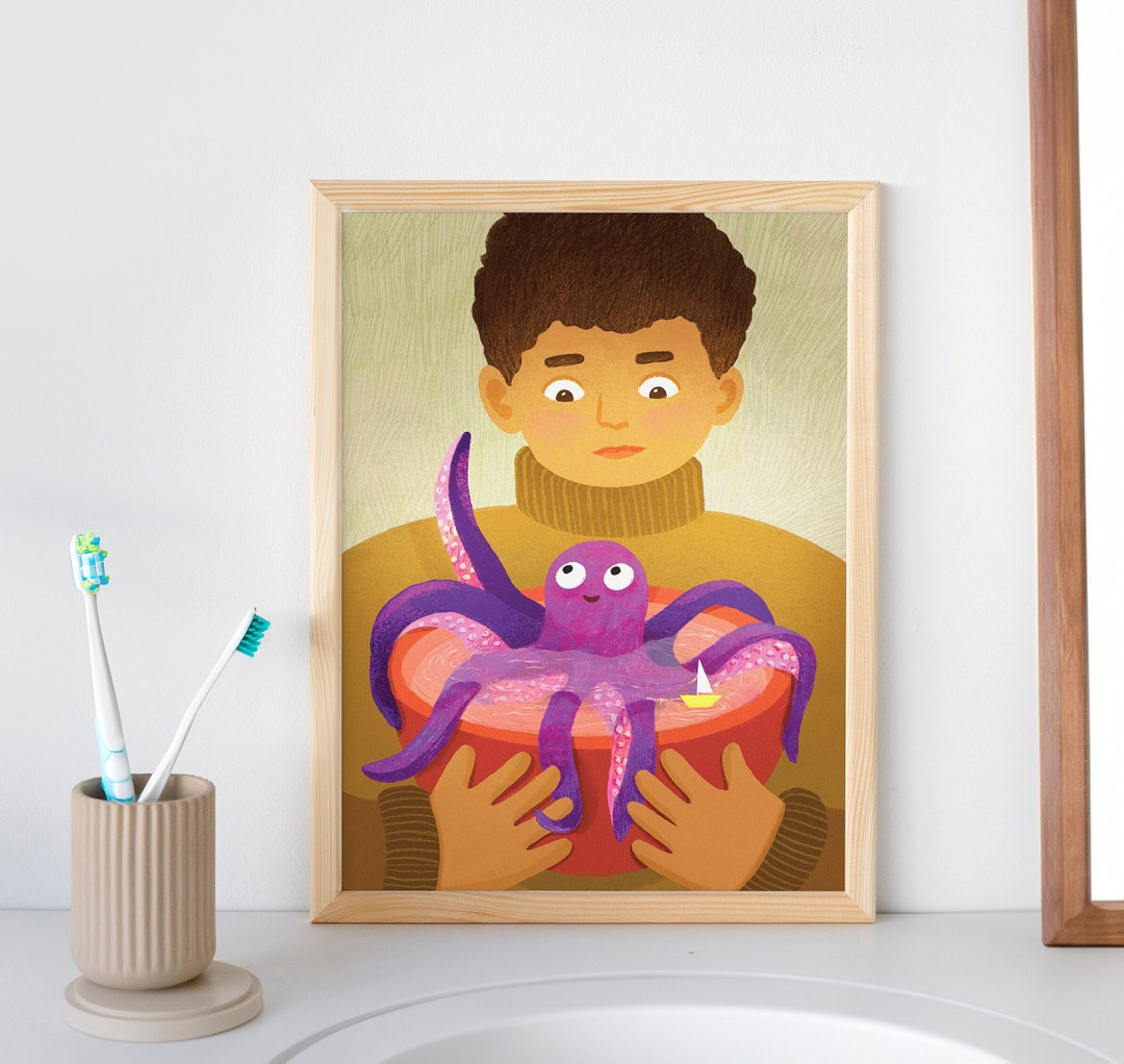 Toy Boat Illustration, Cute Marine Art, Fun Sea Life Print, Children's ...