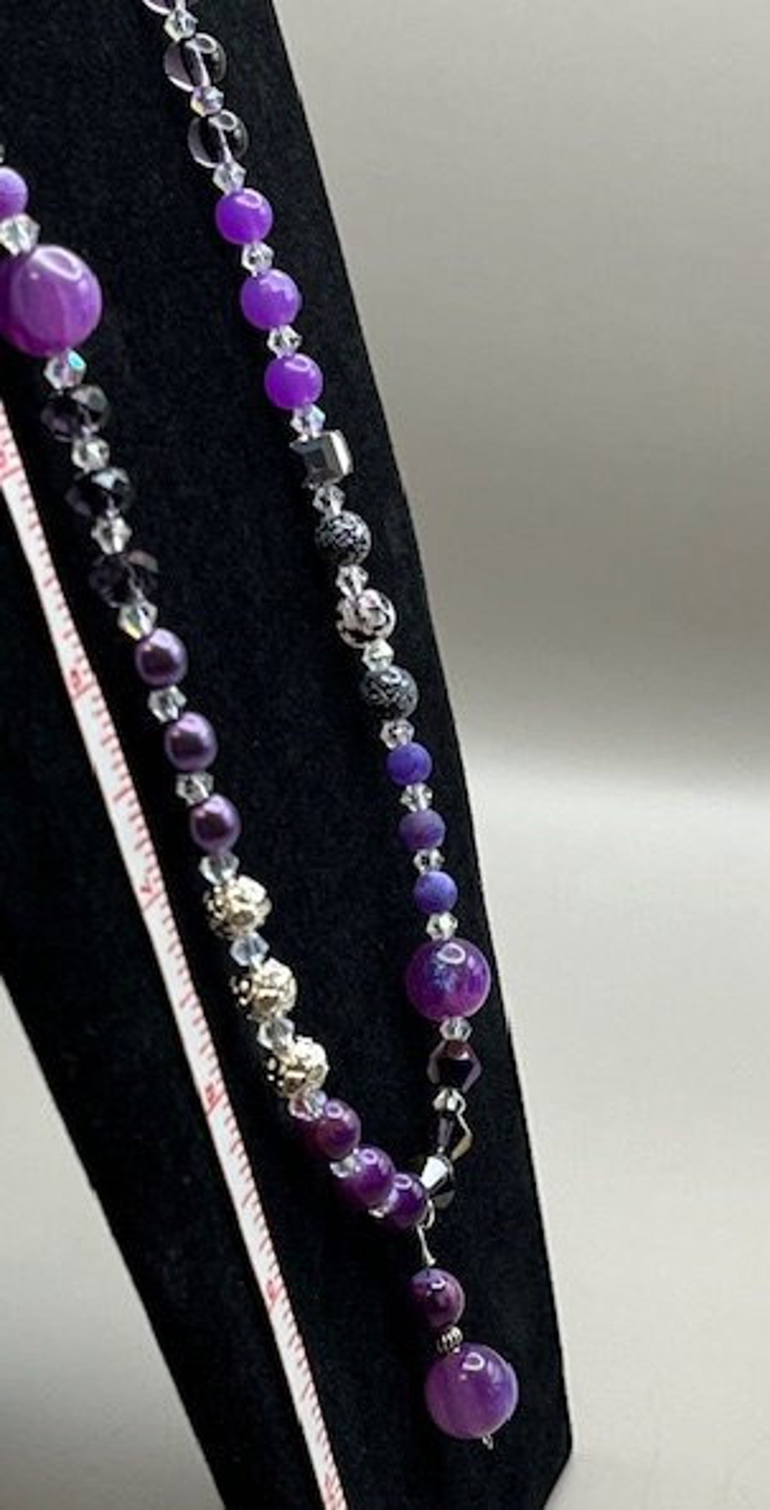 Sparkling Purple Pendant Necklace: Silver Lace Beadwork - Etsy