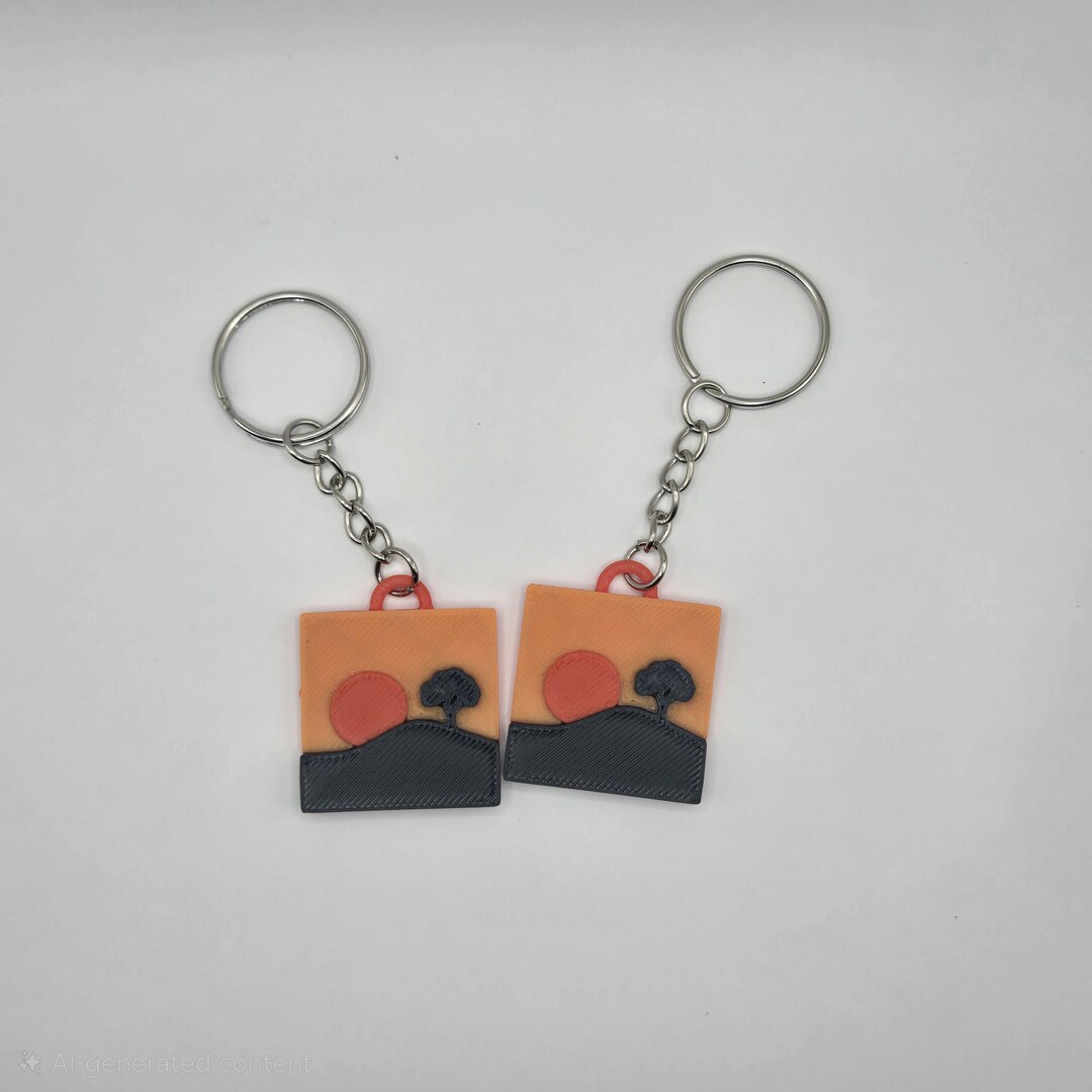 3d Printed Sunset Keychain - Landscape Keychains Series - Etsy