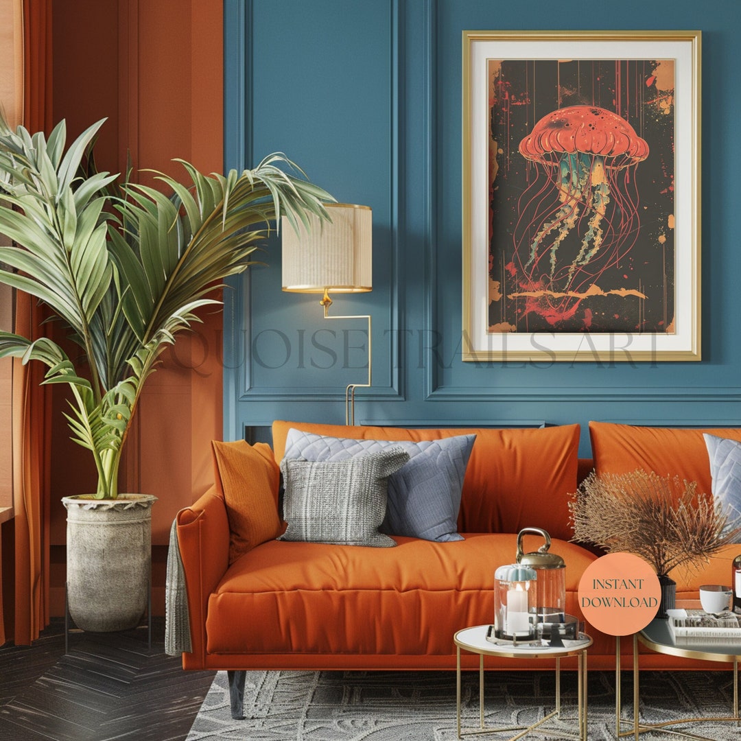 4 Jellyfish Art Beachy Wall Art Jellyfish Print Jellyfish Room Decor ...