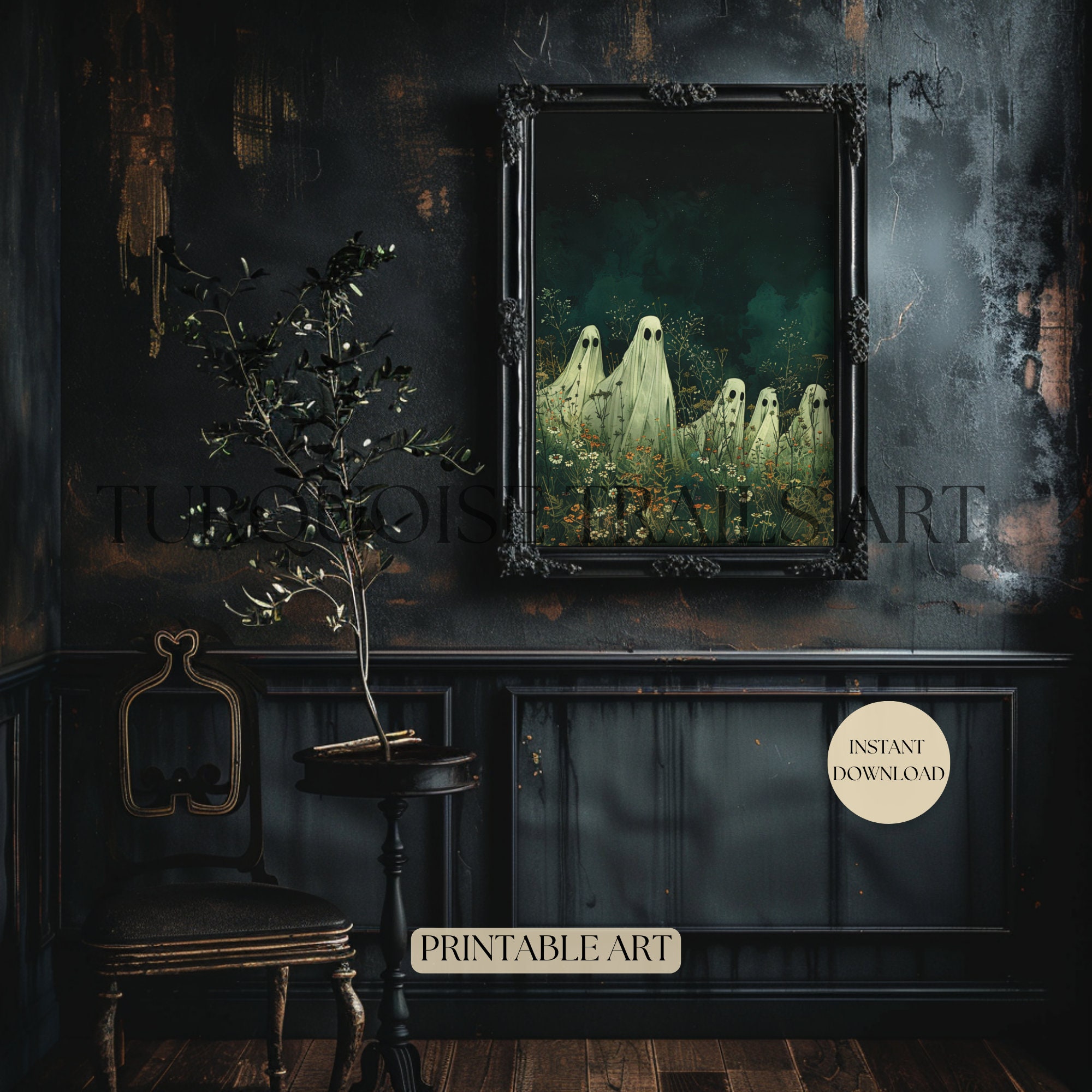 Whimsigoth Decor Ghost Picture Ghost Poster Ghost Painting Dark ...