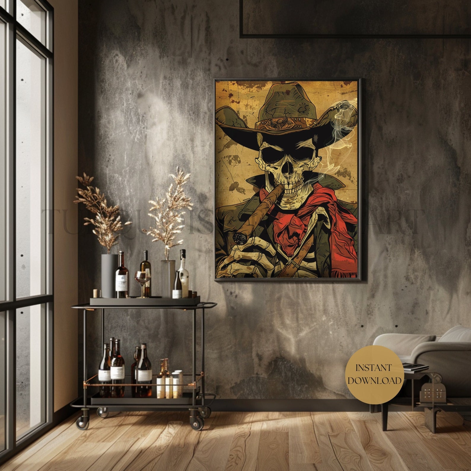 3 Cowboy Skeleton Masculine Wall Art Cowboy Poster Cowboy Artwork ...
