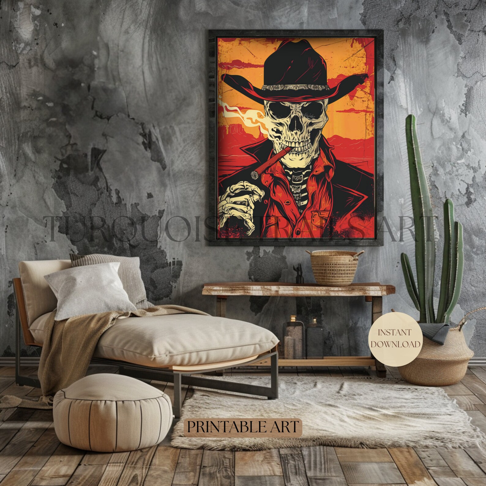 4 Cowboy Skeleton Masculine Wall Art Cowboy Poster Cowboy Artwork ...