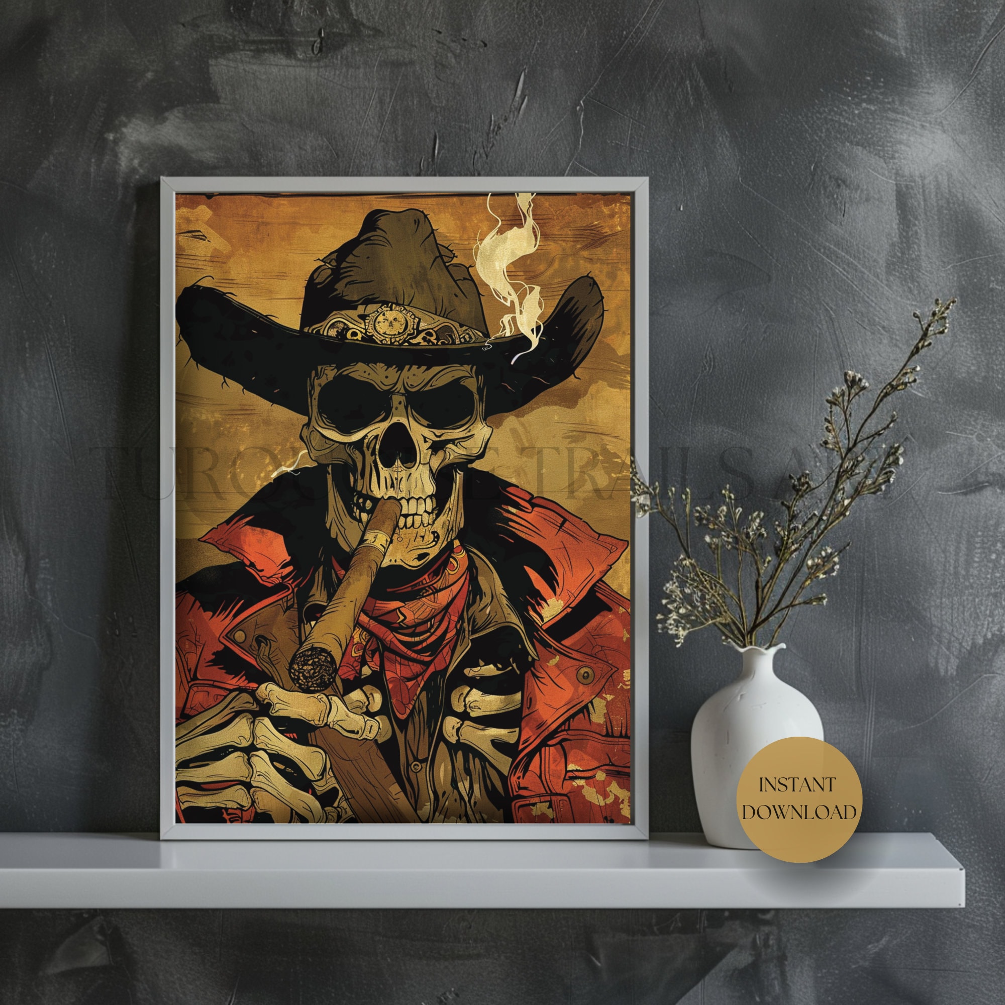 3 Cowboy Skeleton Masculine Wall Art Cowboy Poster Cowboy Artwork ...