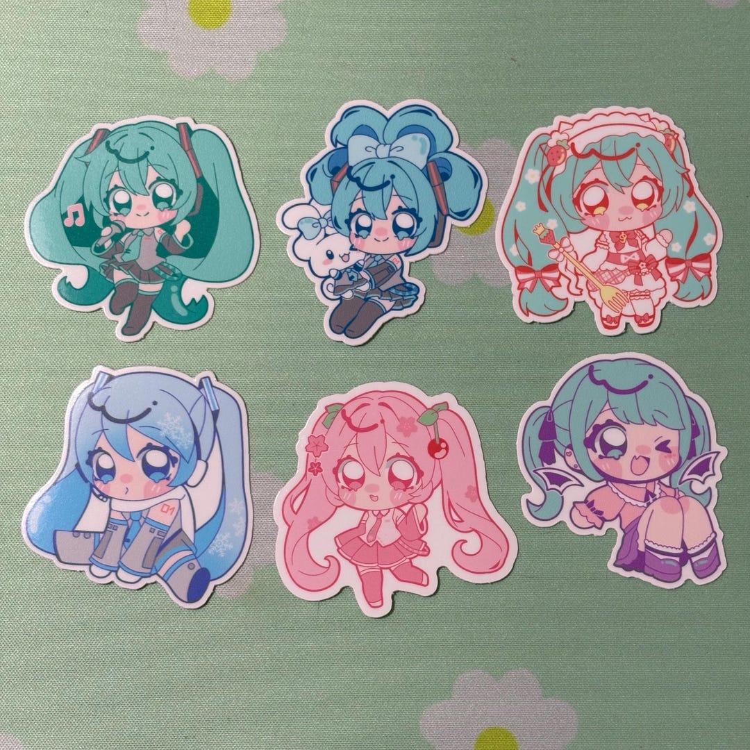 2” Vinyl Stickers - Vocaloid Hatsune Miku Chibis - Etsy