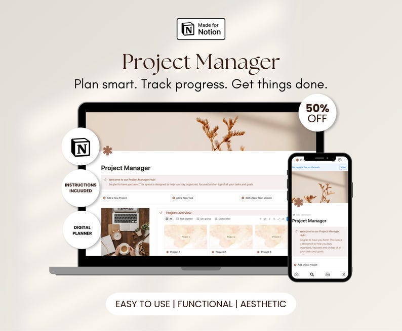 Project Management Notion Template for Teams Task Tracker Work Tracker ...