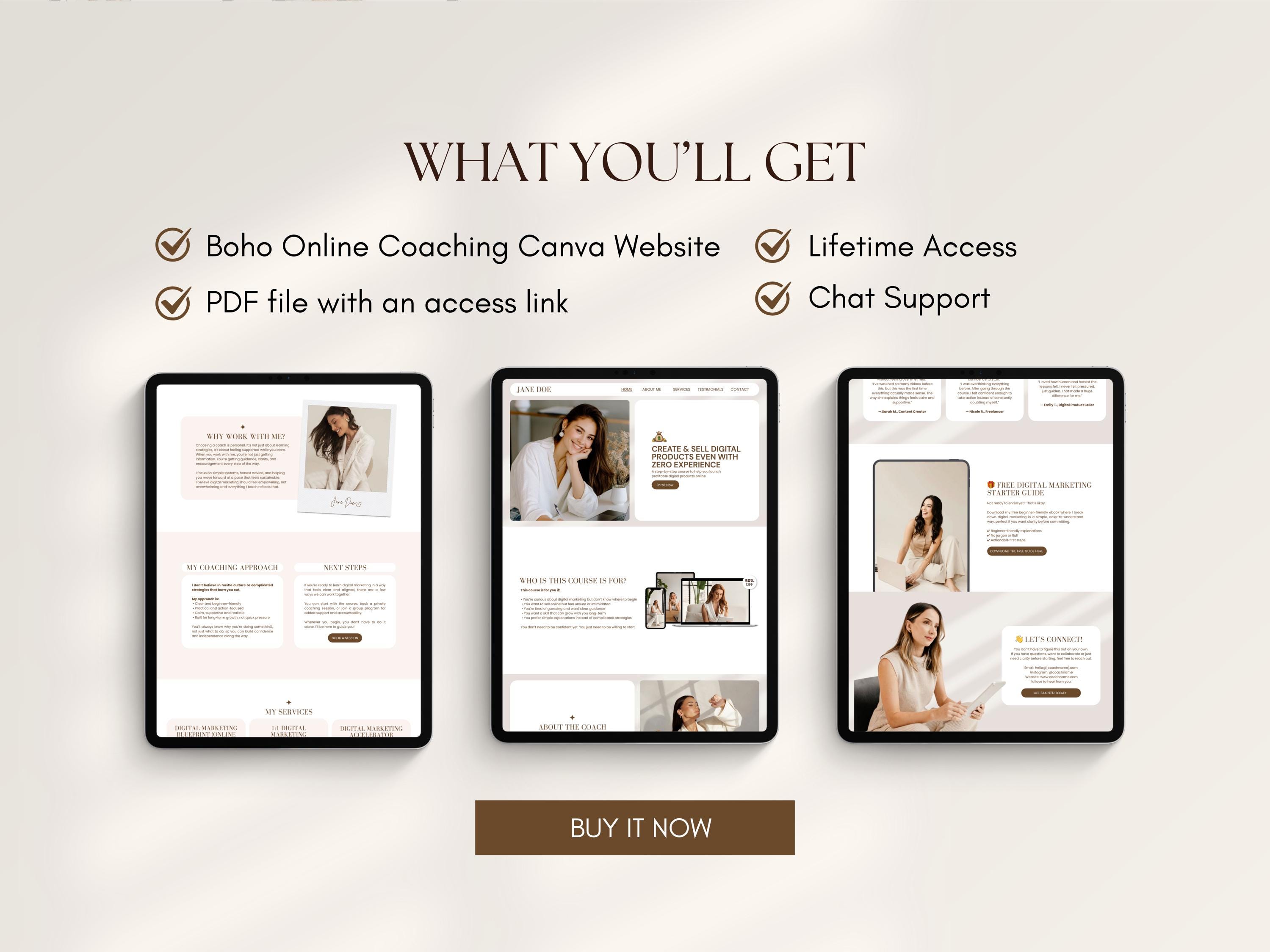 Boho Coach Canva Website Template Editable Landing Page Sales Page ...