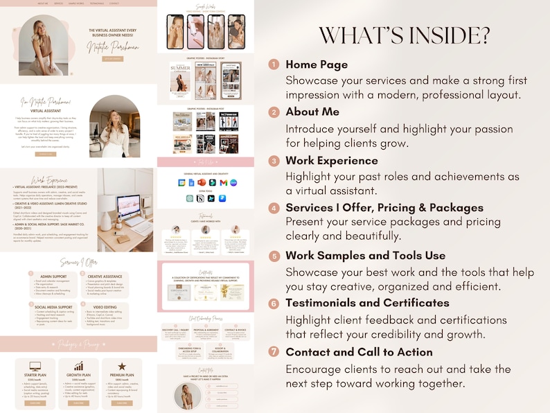 Boho Virtual Assistant Portfolio Canva Website Template Canva ...