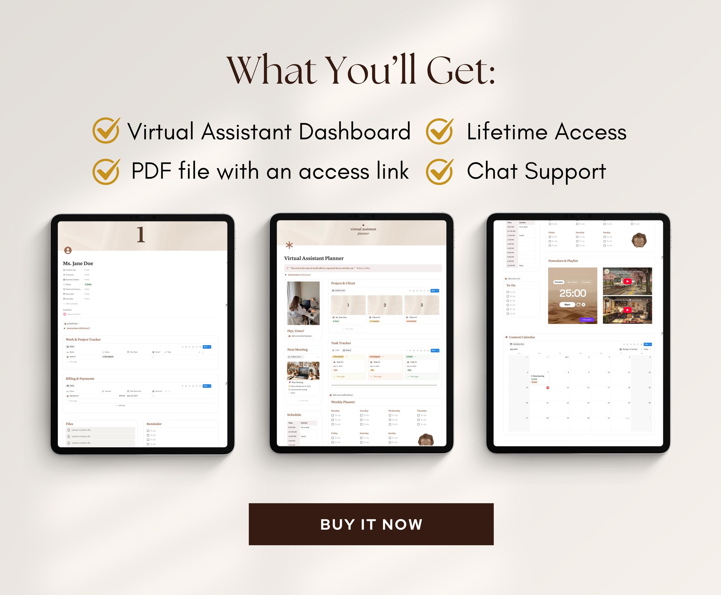 Virtual Assistant Notion Dashboard Template VA Client Management Work ...