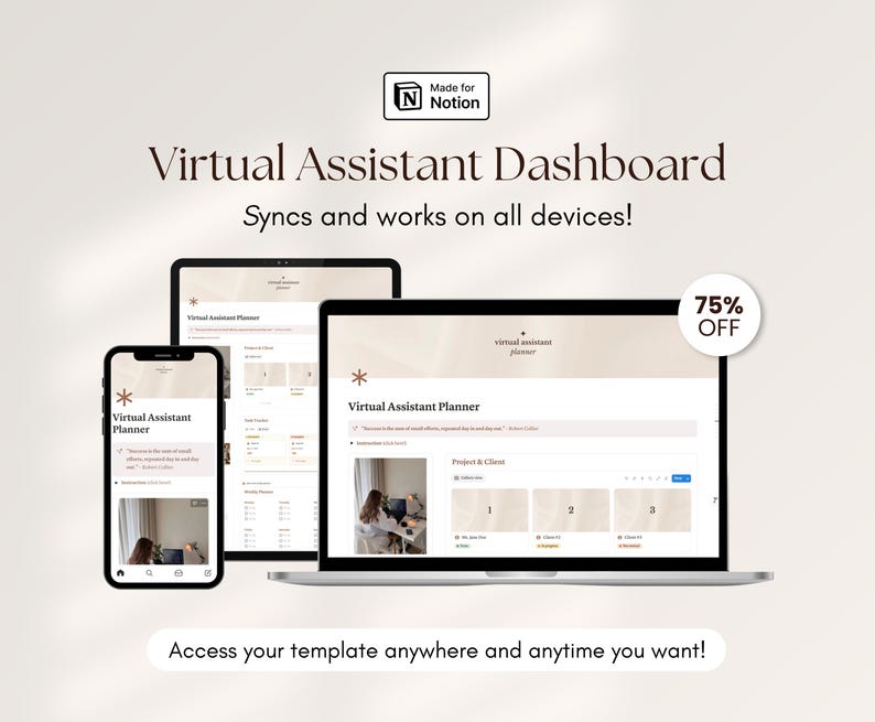 Virtual Assistant Notion Dashboard Template VA Client Management Work ...