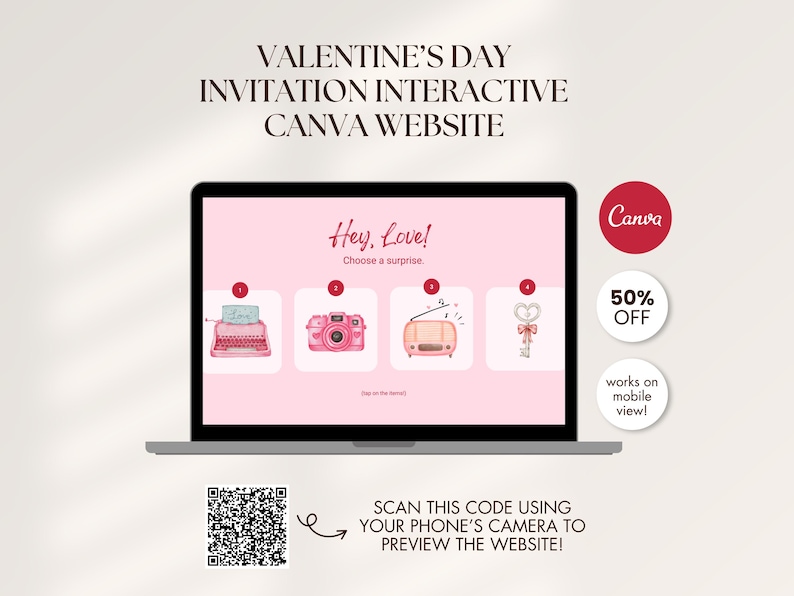 Valentines Day Pink Galentines Website Template Personalized Love ...