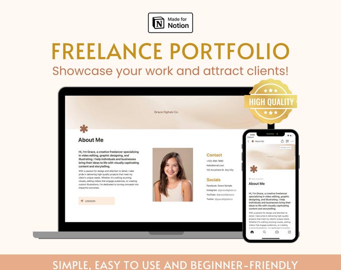 Notion Portfolio Website Template | Social Media Manager, Photographer ...