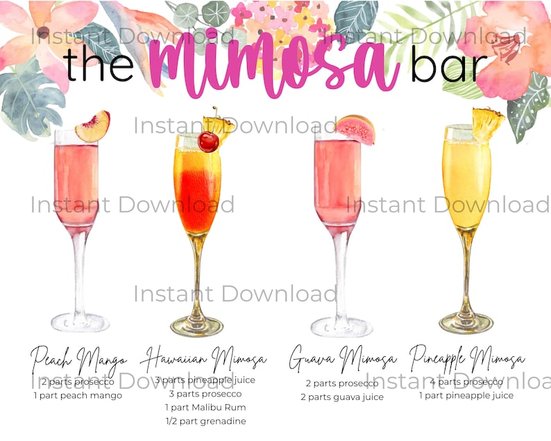 Tropical Mimosa Bar Sign, Hawaiian Brunch Decor (digital Download) - Etsy