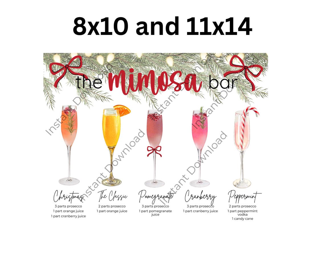 Christmas Mimosa Bar Sign, Digital Download, Christmas Brunch Sign ...