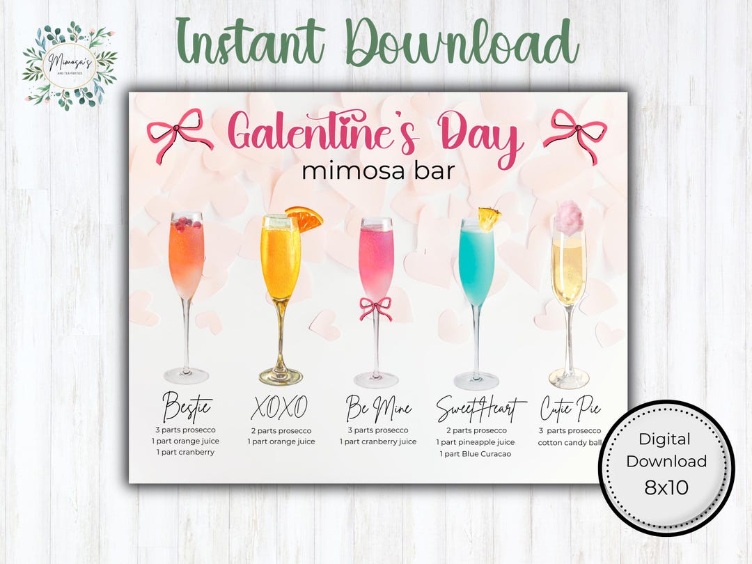 Galentine's Day Mimosa Bar Sign, Digital Download, Valentine's Day ...