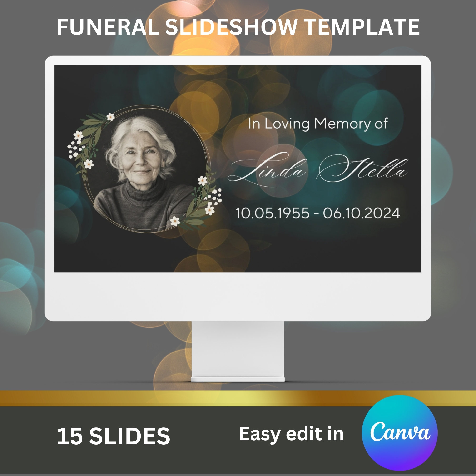 Funeral Slideshow Template, Canva Slideshow, Memorial Video, Celebration of Life Presentation ...