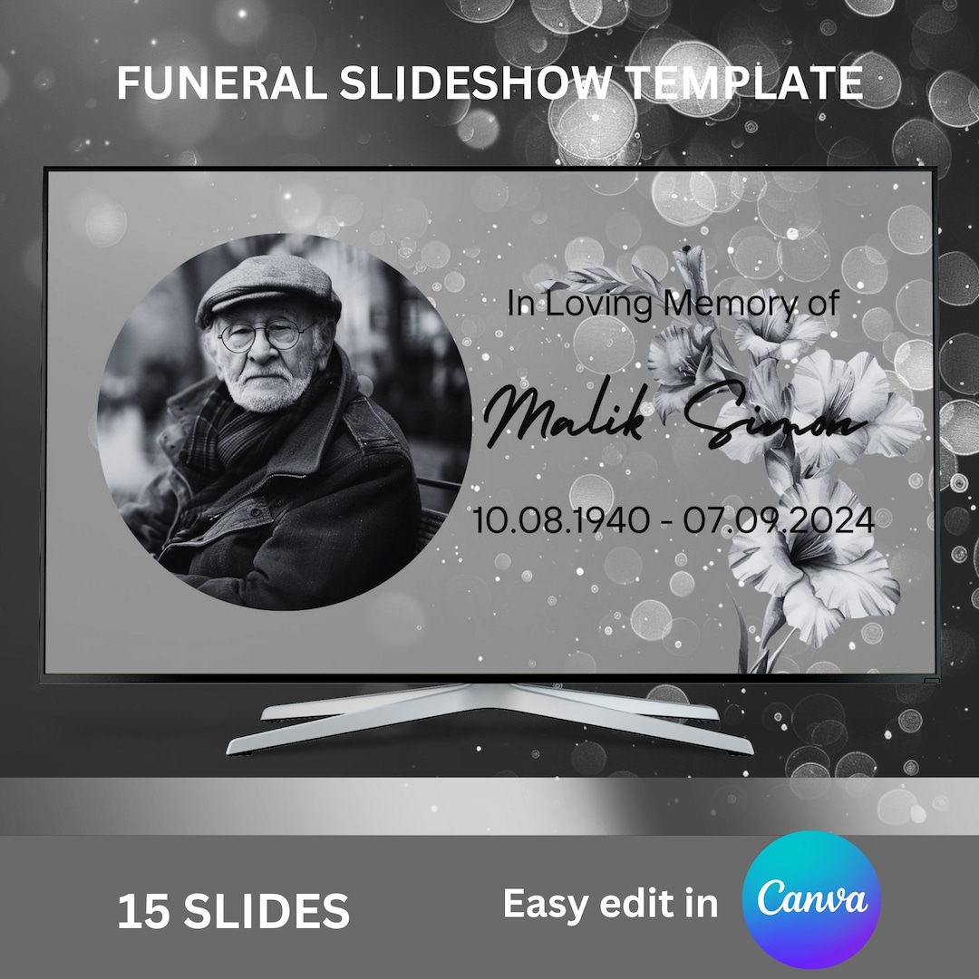 Gladiolus Funeral Slideshow Template, Canva Slideshow, Memorial Video ...