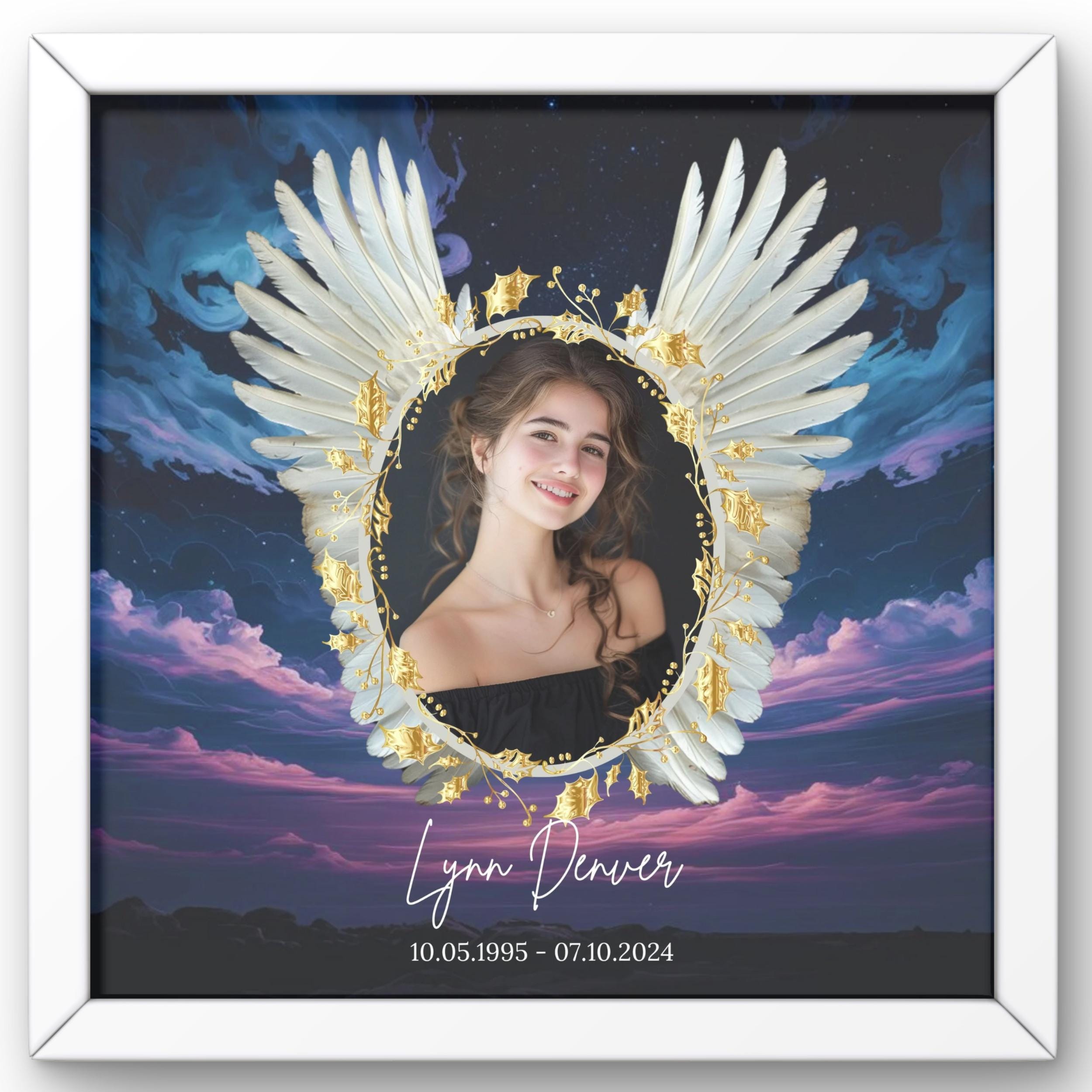 In Loving Memory Background Template, Elegant White Wings, Night Heaven ...