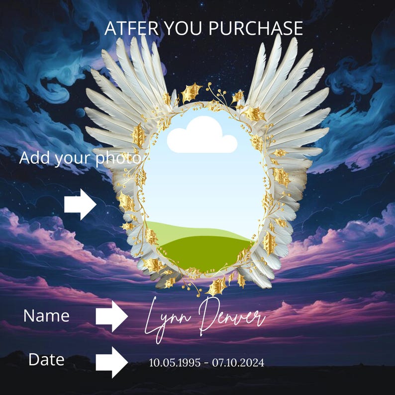 In Loving Memory Background Template, Elegant White Wings, Night Heaven ...