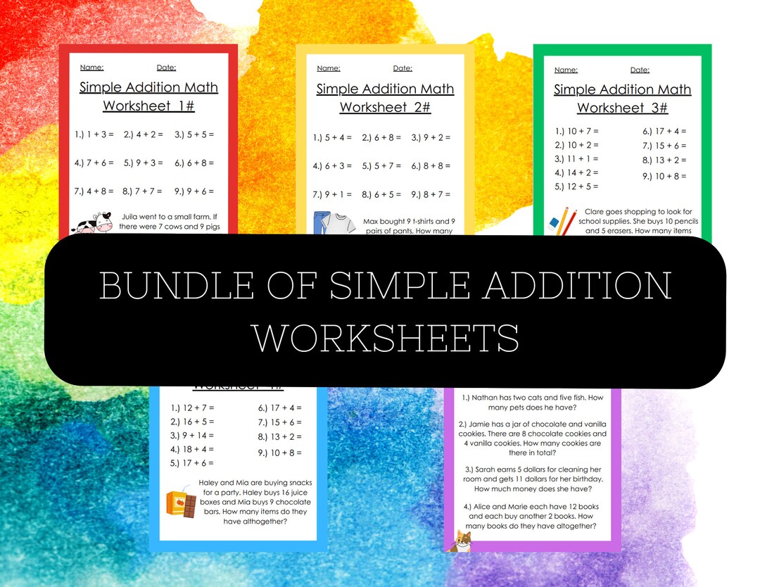 ADDITION WORKSHEET BUNDLE - Etsy