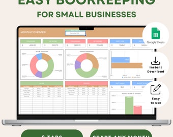 Bookkeeping Template for Small Business Easy Income Tracker Expense ...