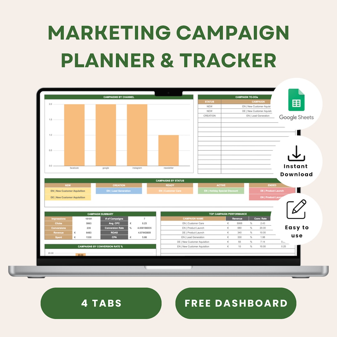 Marketing Campaign Planner – Google Sheets Template (digital Download ...