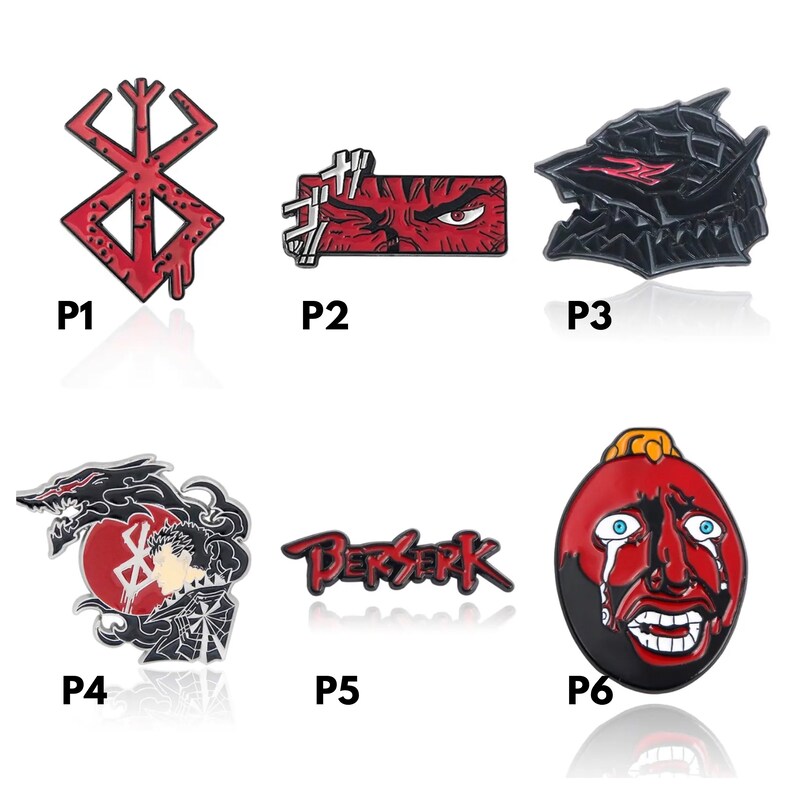 Beserk Necklace, Keyring, Pin Badge BUNDLE Anime Guts Griffith God Hand ...