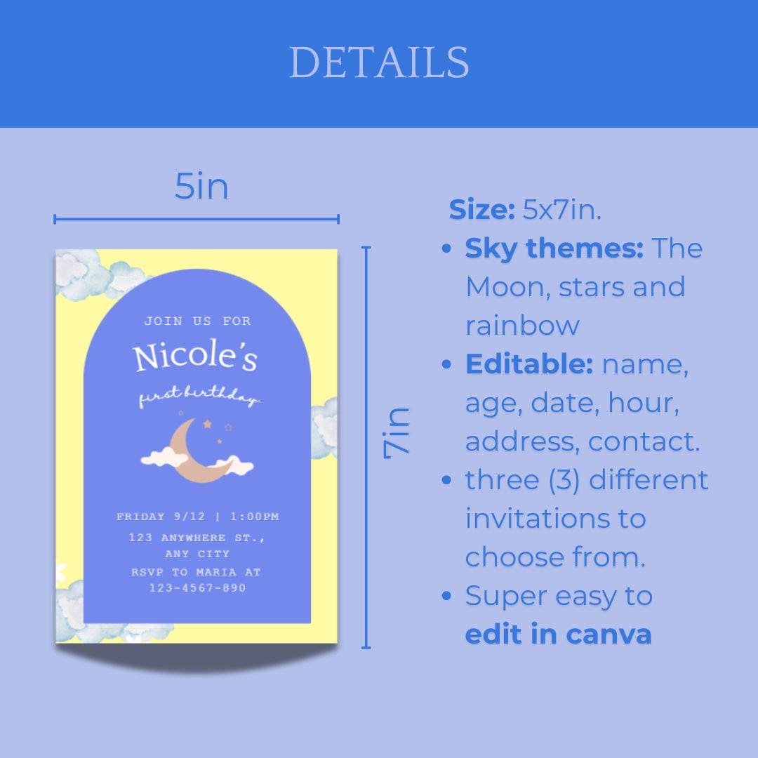Sky Themed Birthday Invitation Templates / Outdoor Birthday Party ...