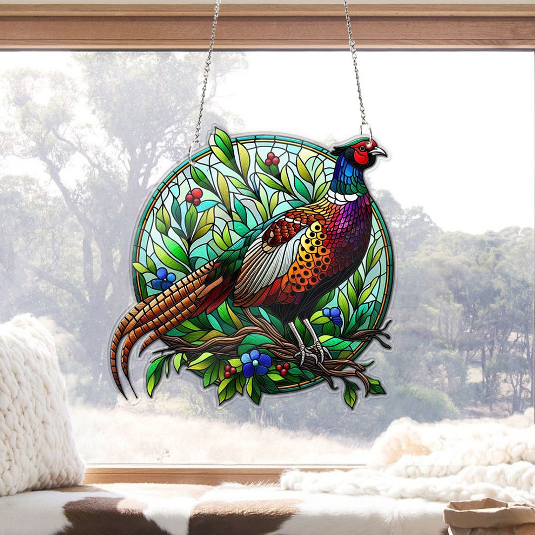 Pheasant Acrylic Window Hanging, Pheasant Lovers, Pheasant Decoration ...