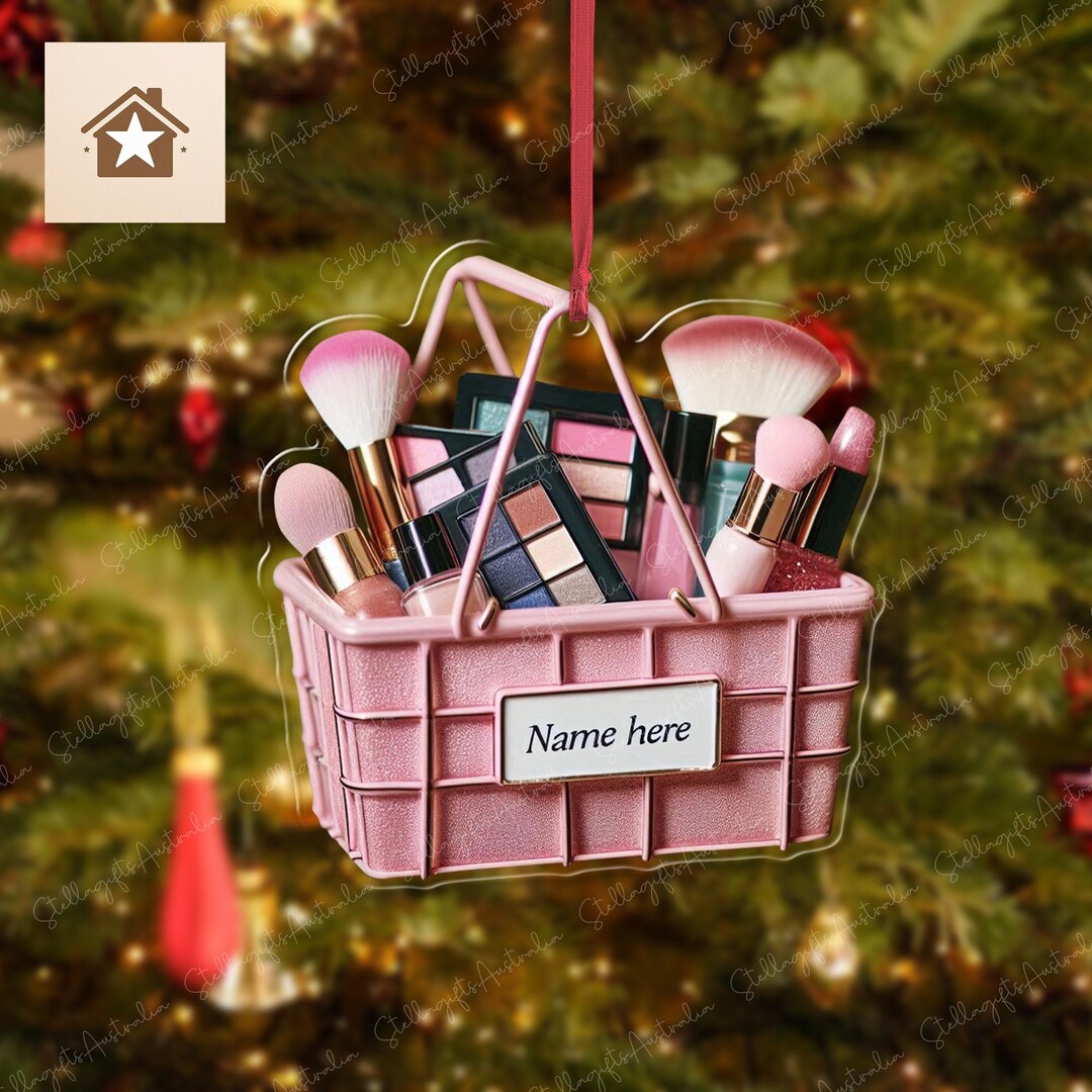 Personalized Makeup Basket Christmas Tree Transparent Ornament, Makeup ...