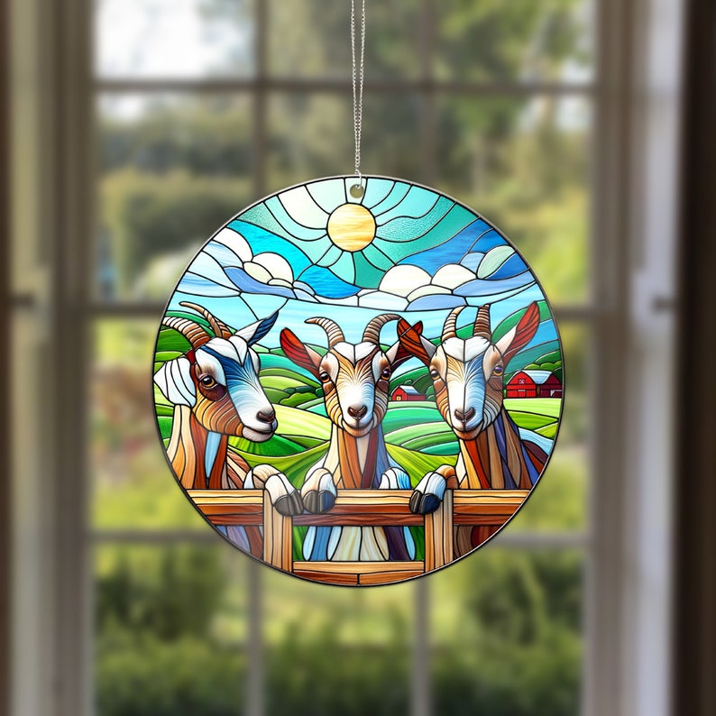 Funny 3 Goats Peeking Acrylic Window Hanging, Goat Decoration, Goat ...