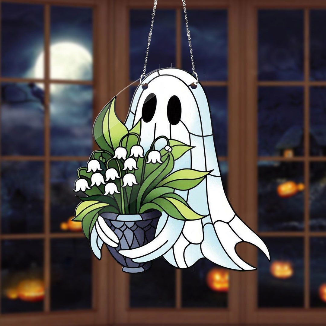 Ghost With Lily of the Valley ACRYLIC Window Hanging, White Lily ...