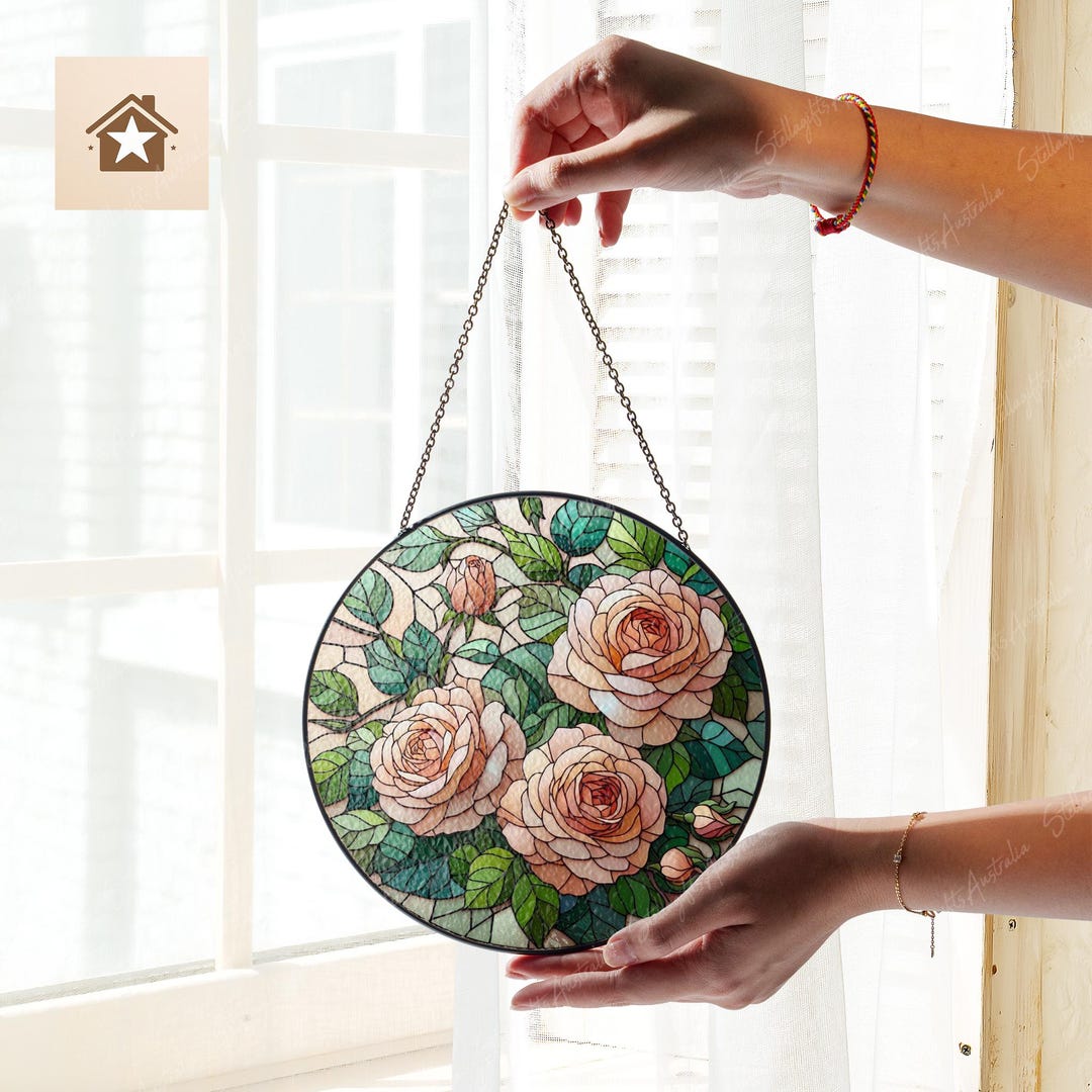 Roses Flower Catcher GLASS Suncatcher, Rose Suncatcher Ornament ...