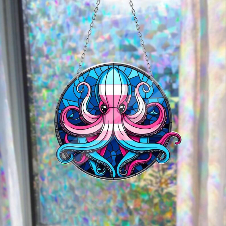 Transgender Octopus Acrylic Window Hanging, Transgender Gift, Octopus ...