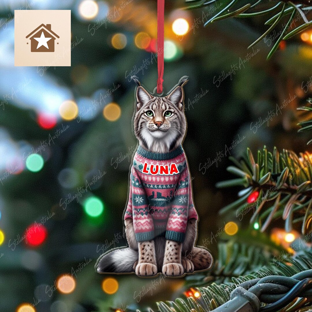 Personalized American Lynx Cat Hanging Christmas Ornament, American ...