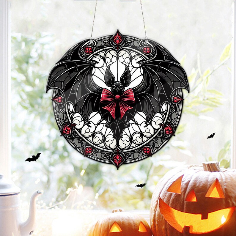 Gothic Bat Acrylic Window Hanging, Gothic Darkness Bat Window Decor ...
