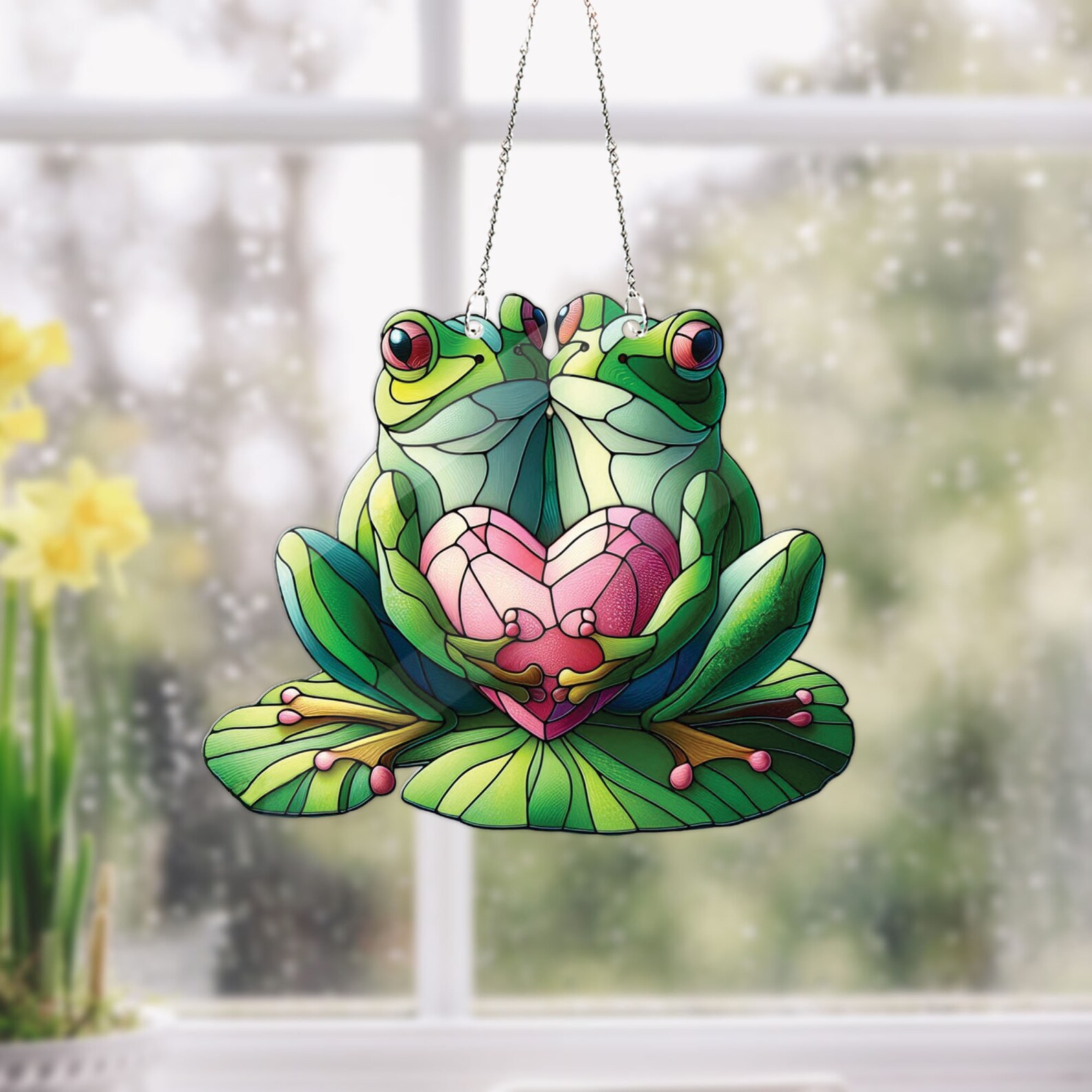 Frog Couple Acrylic Window Hangings, Frog Lovers Gift, Home Decor, Gift ...