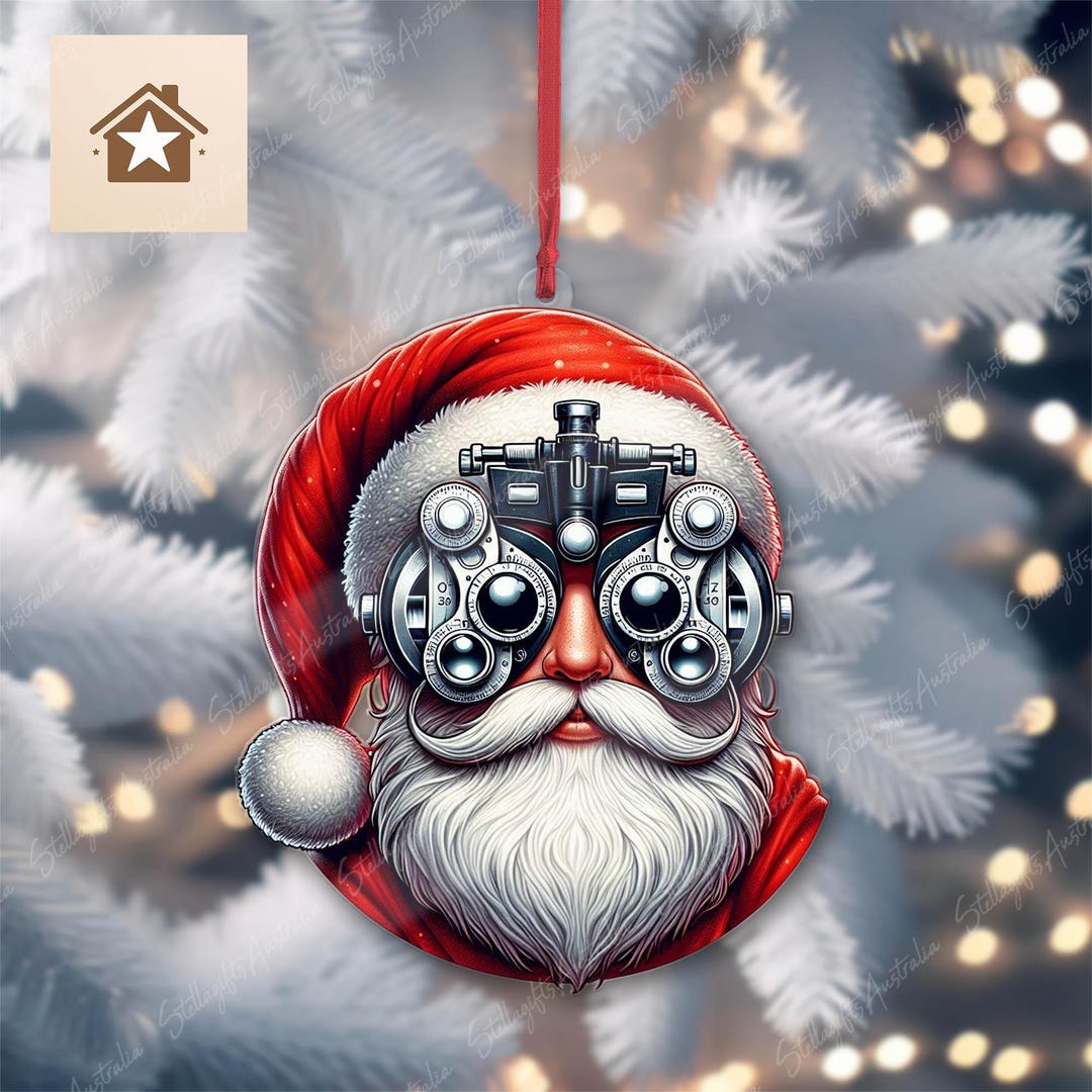 Personalized Phoropter Christmas Ornament, Flat 2D Santa Claus Ornament ...