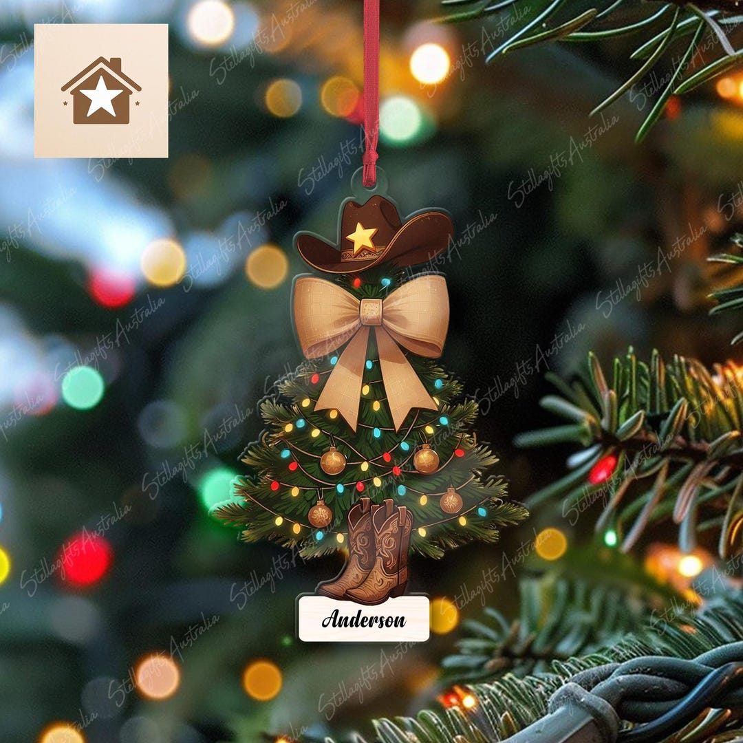 Personalized Cowboy Christmas Ornament Western-themed Tree Decor ...
