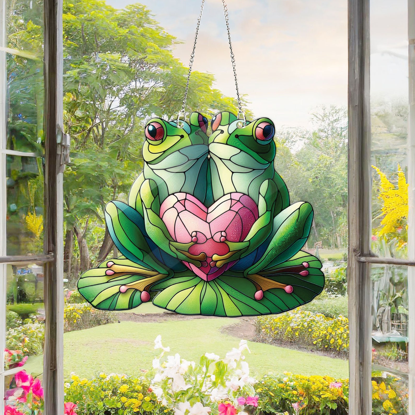 Frog Couple Acrylic Window Hangings, Frog Lovers Gift, Home Decor, Gift ...