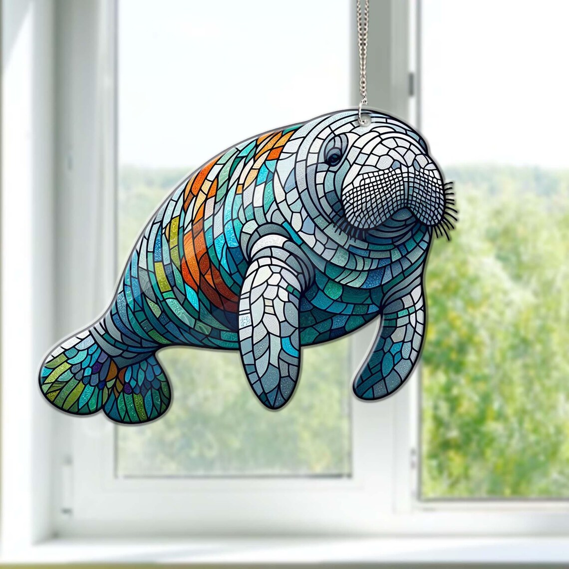 Manatee ACRYLIC Window Hanging, Beach House Decoration, Manatee Lovers ...