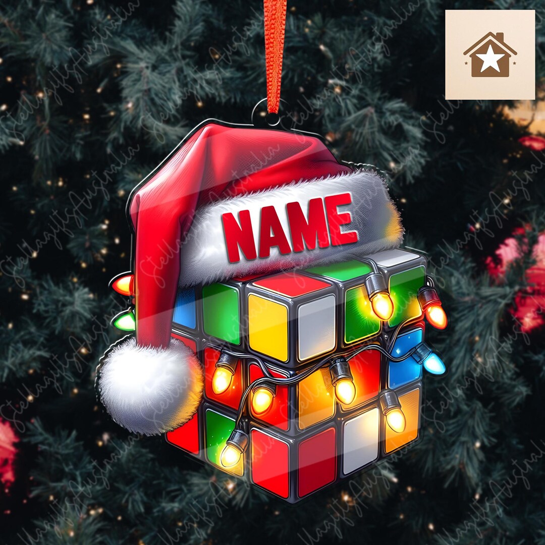 Personalized Rubiks Cube Christmas FLAT 2D Ornament, Custom Christmas ...