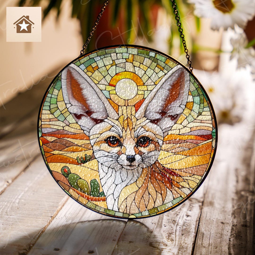Fennec Fox GLASS Suncatcher, Desert Suncatcher Ornament, Housewarming ...