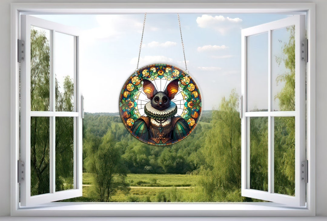 Gothic Bat in Dress Acrylic Window Hanging, Gothic Dark Sign, Haunted ...