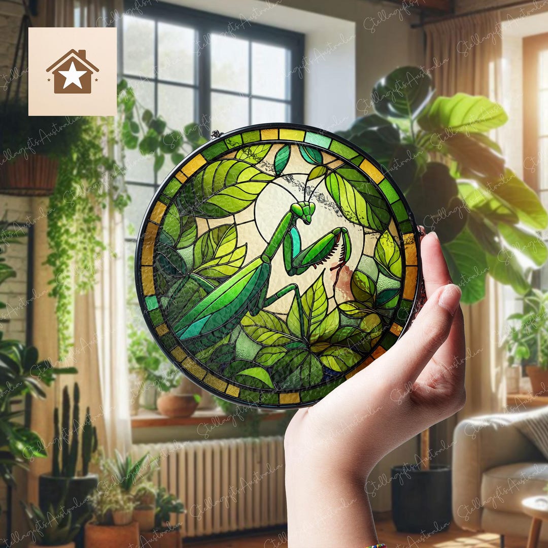 Praying Mantis Stained Glass Suncatcher Insect Lover Ornament, Unique ...