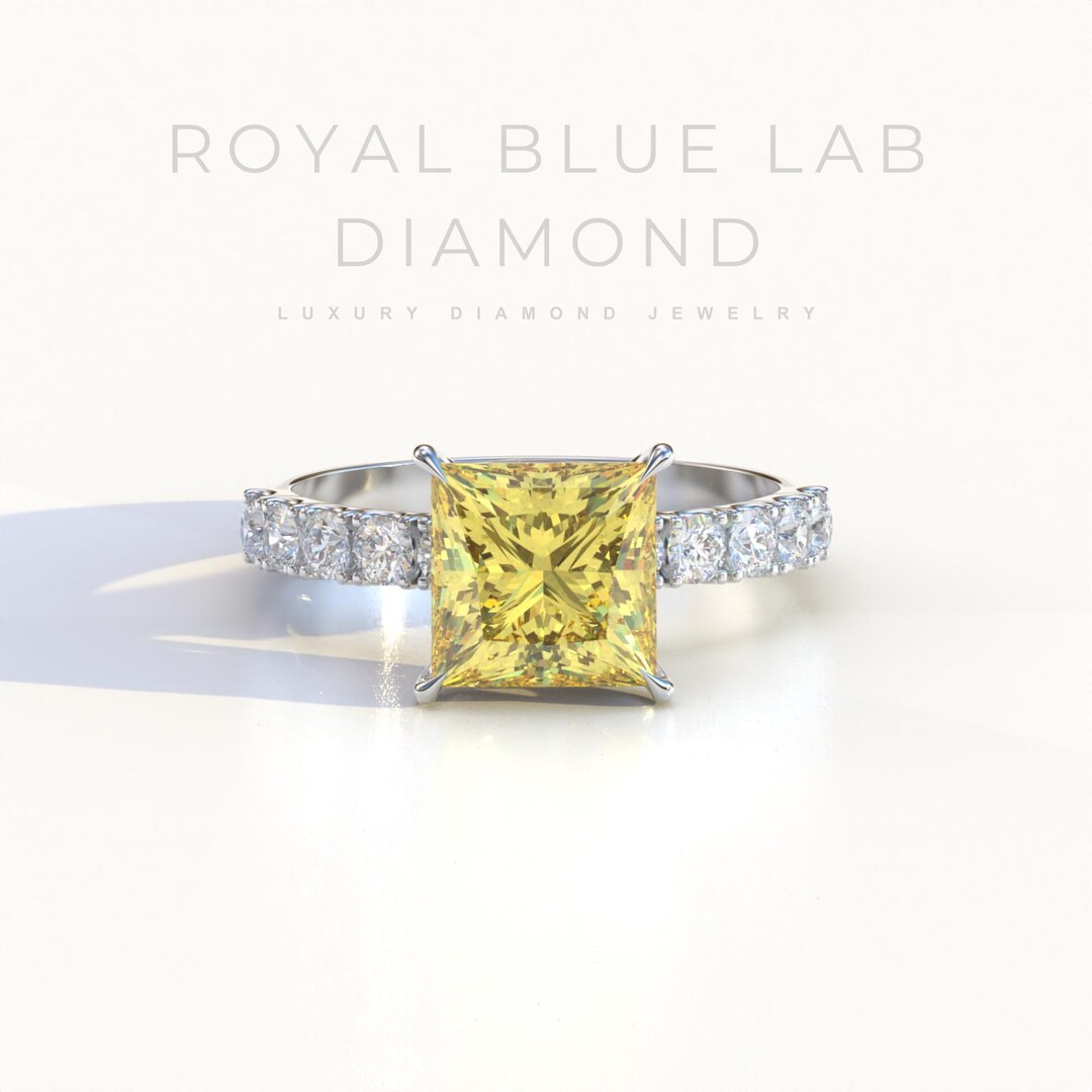 3 Ct Fancy Canary Yellow Lab Diamond Engagement Ring - IGI Certified ...
