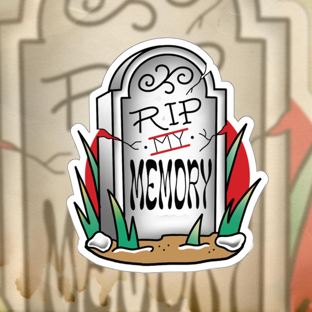 RIP My Memory Headstone Sticker, Kiss-cut, White Background, 4 Sizes ...