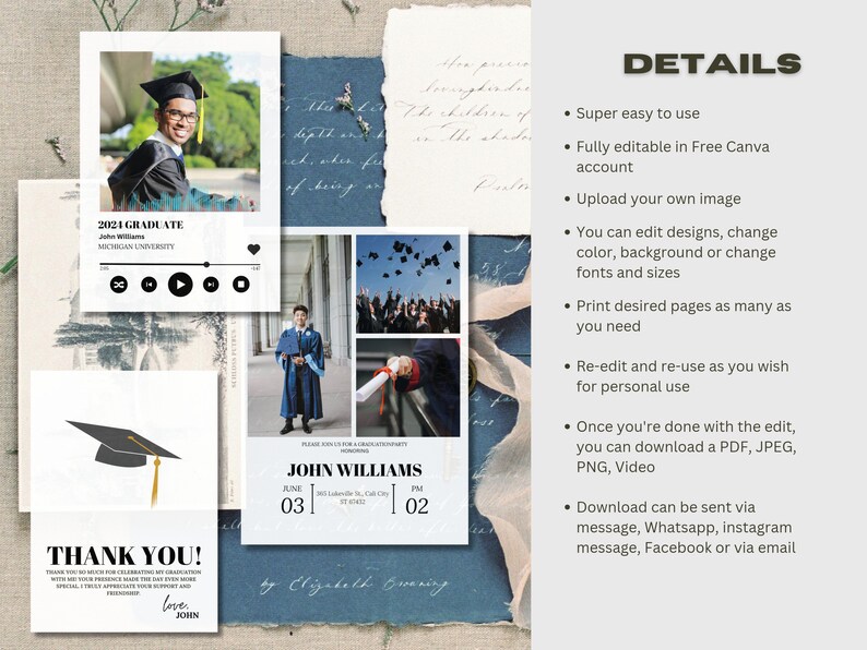 Graduation Celebration Digital Invitation: Editable & Instant Download ...