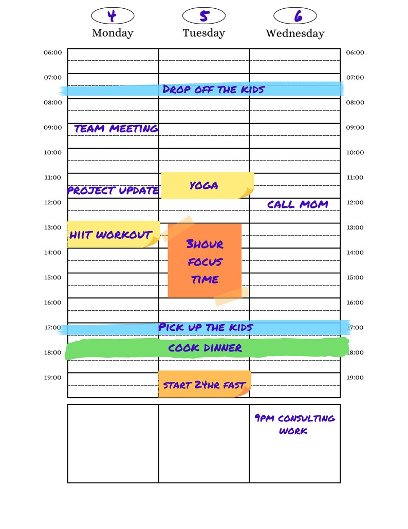 6AM Start, Letter-sized Printable Time Block Planner, 7-day View, 14 ...